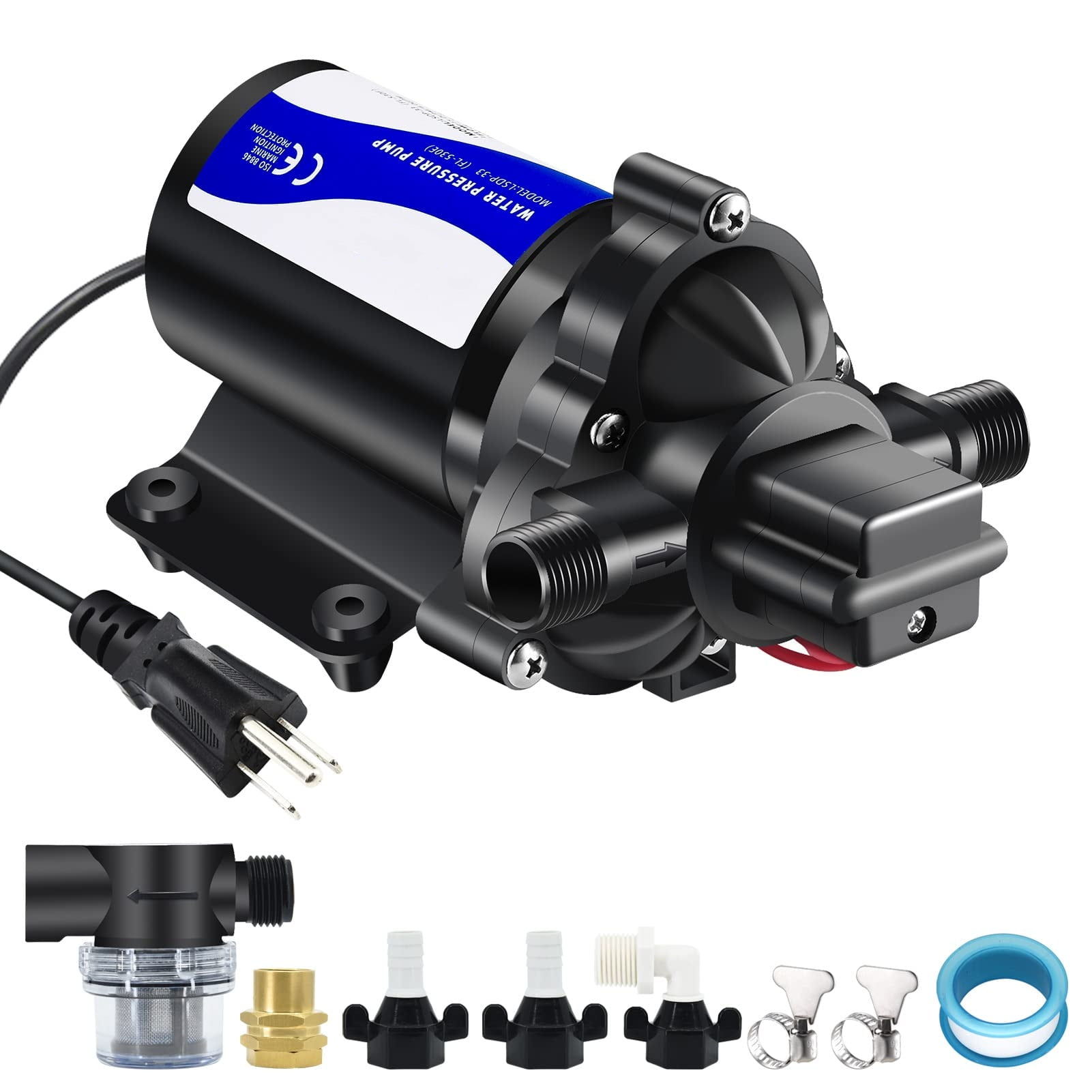 110V Fresh Water Circulating Pump 4GPM Pressure Increase Booster Pump ...