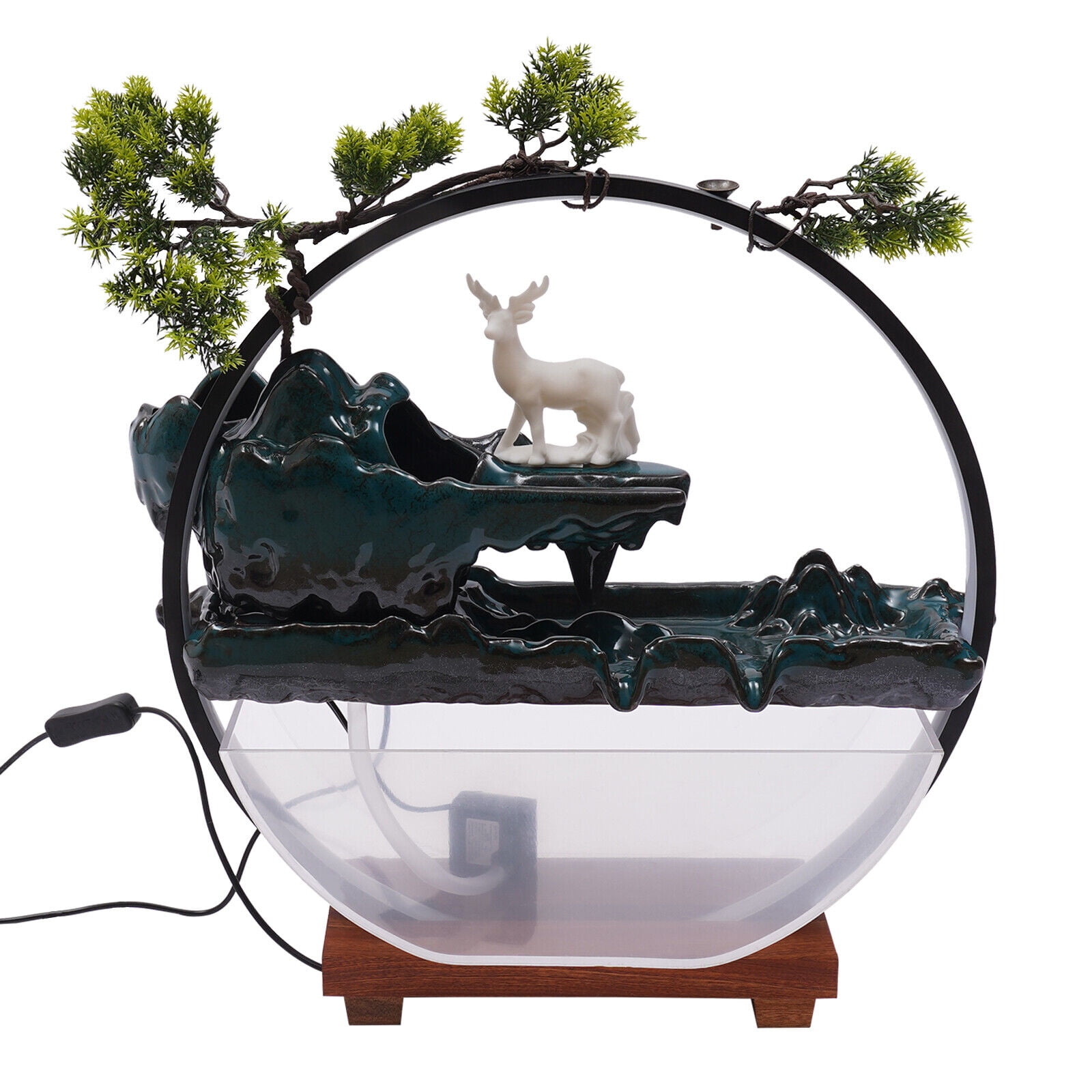 110V Indoor Waterfall w/ LED Light Ring, Fish Tank & Mister, Tabletop ...