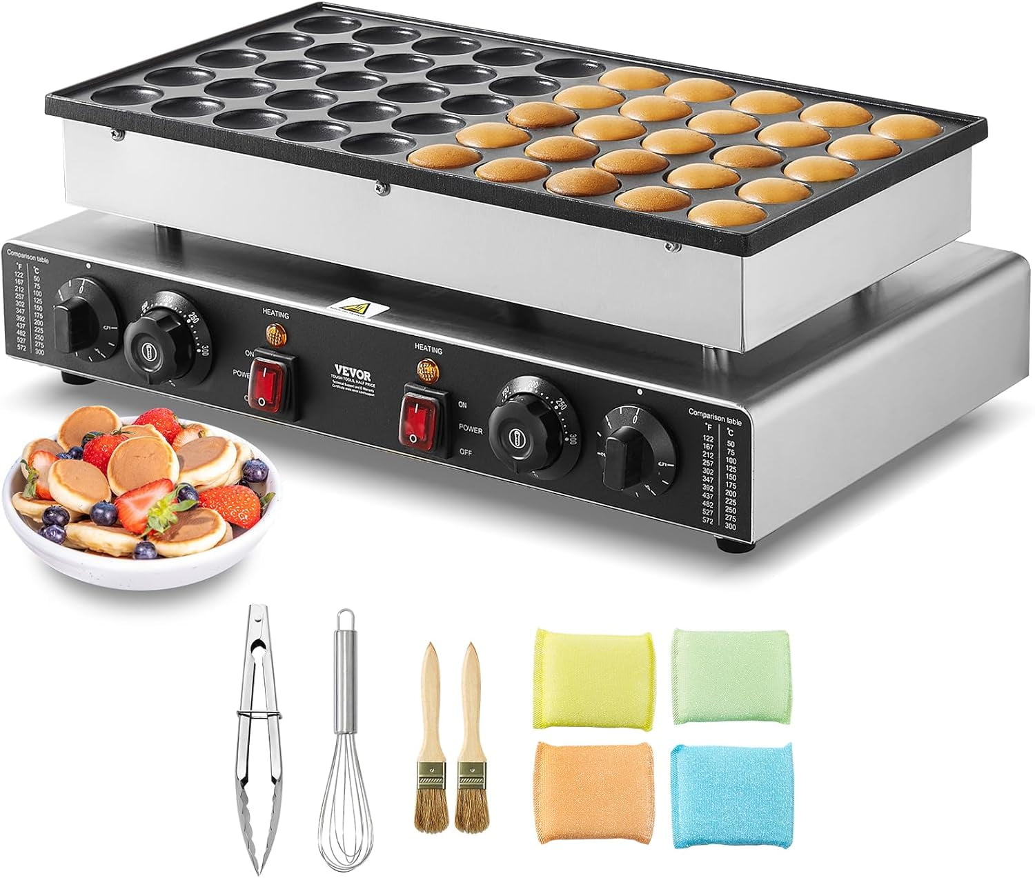110V Mini Dutch Pancake Baker, 50PCS 1700W Commercial Electric Nonstick ...