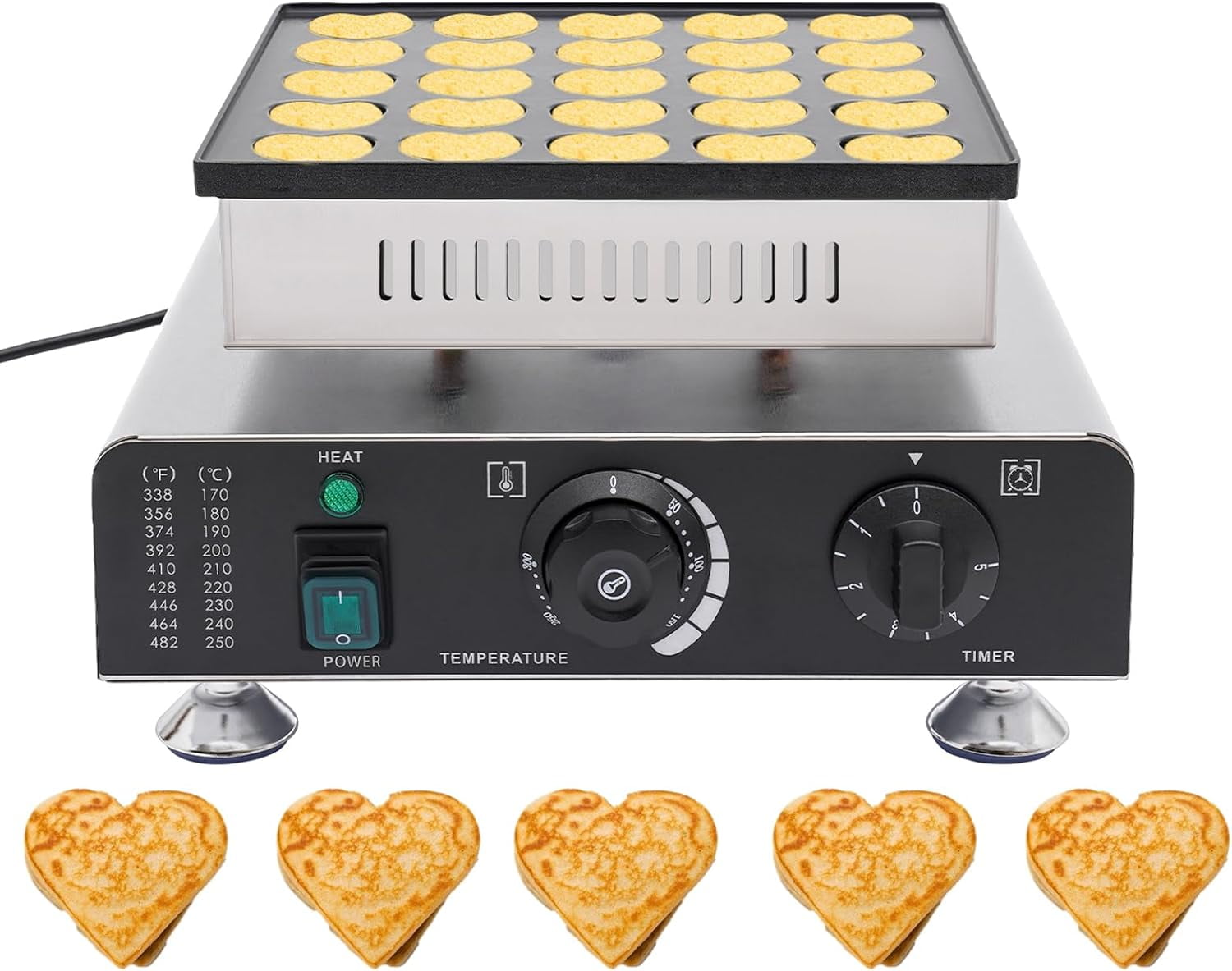 110V Mini Dutch Pancake Maker 25PCS 900W Commercial Electric Nonstick ...