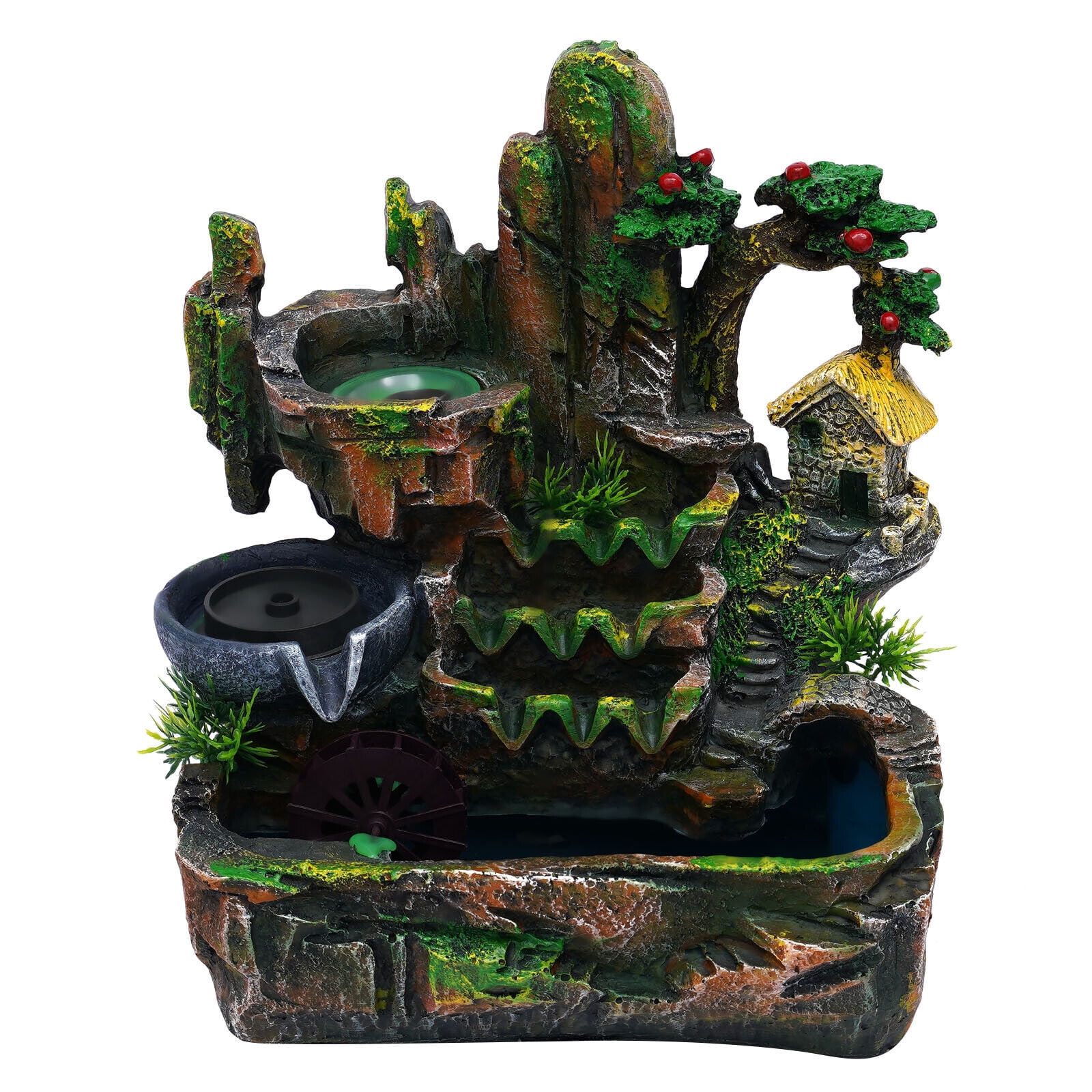 110V Multicolors LED Zen Indoor Tabletop Water Fountain Resin Rockery ...