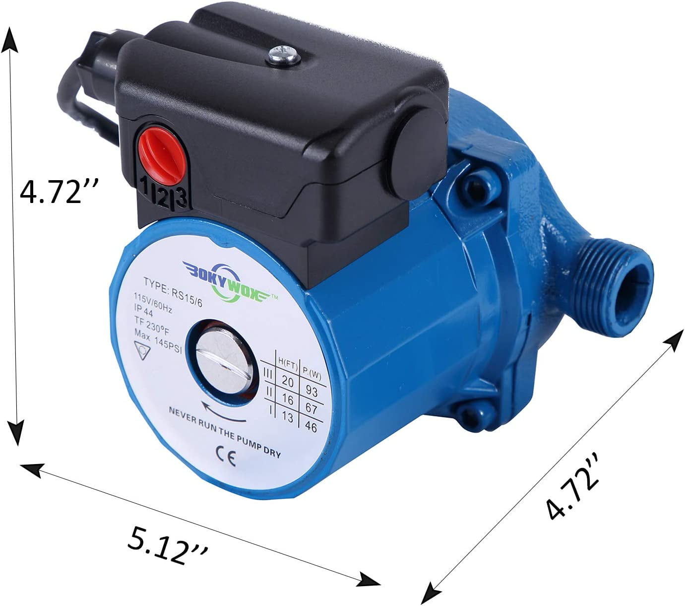 110V NPT3/4'' Domestic Hot Water Circulation Pump 3-Speed Hot Water ...