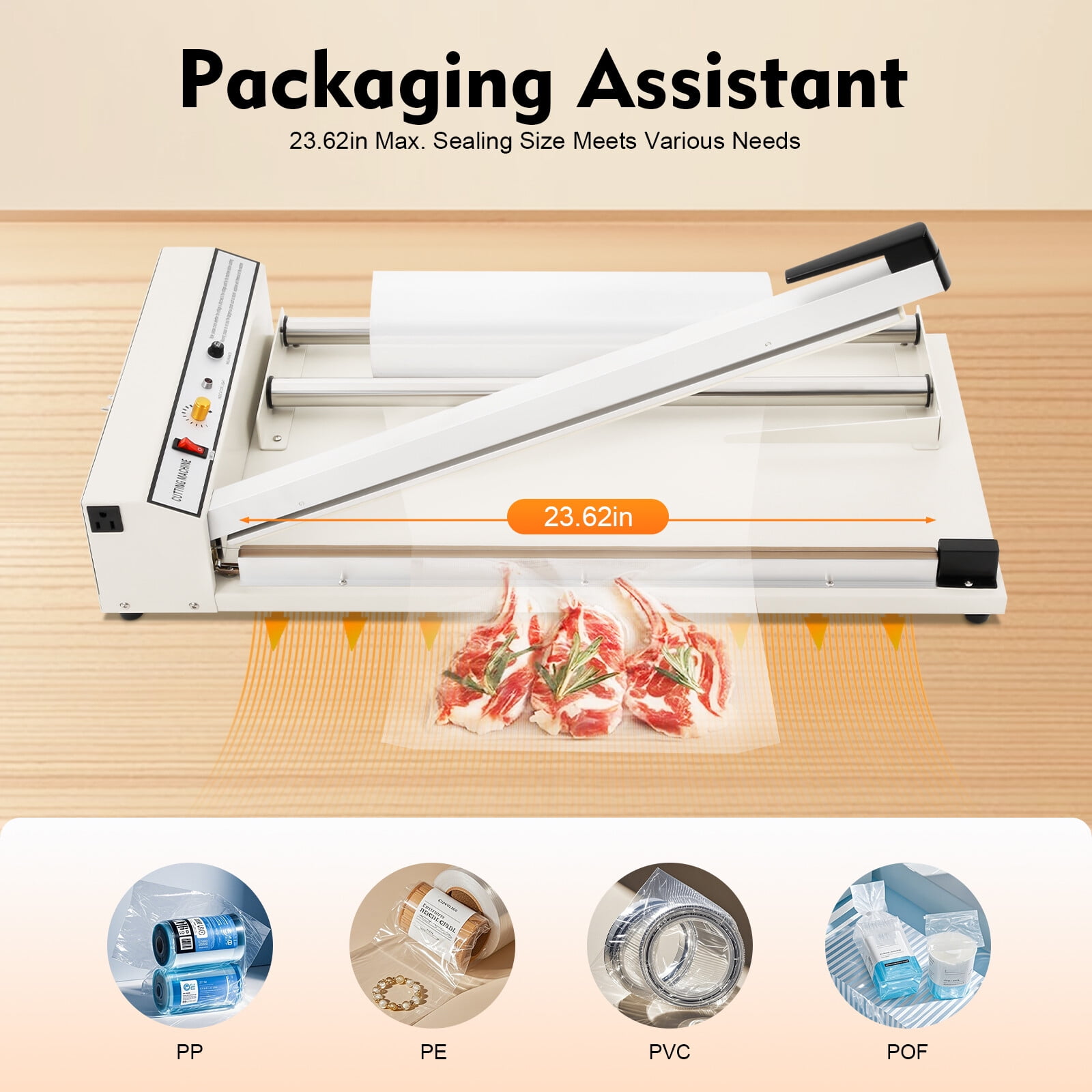 110V Off White Shrink Wrap Machine Film Heat Sealing Machine W/ 1500W ...