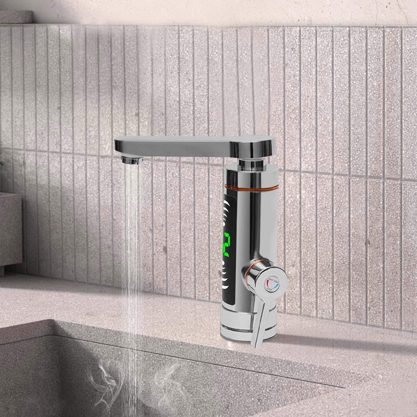 110V Silver Electric Water Heater Faucet Instant Heating Tap with LED ...