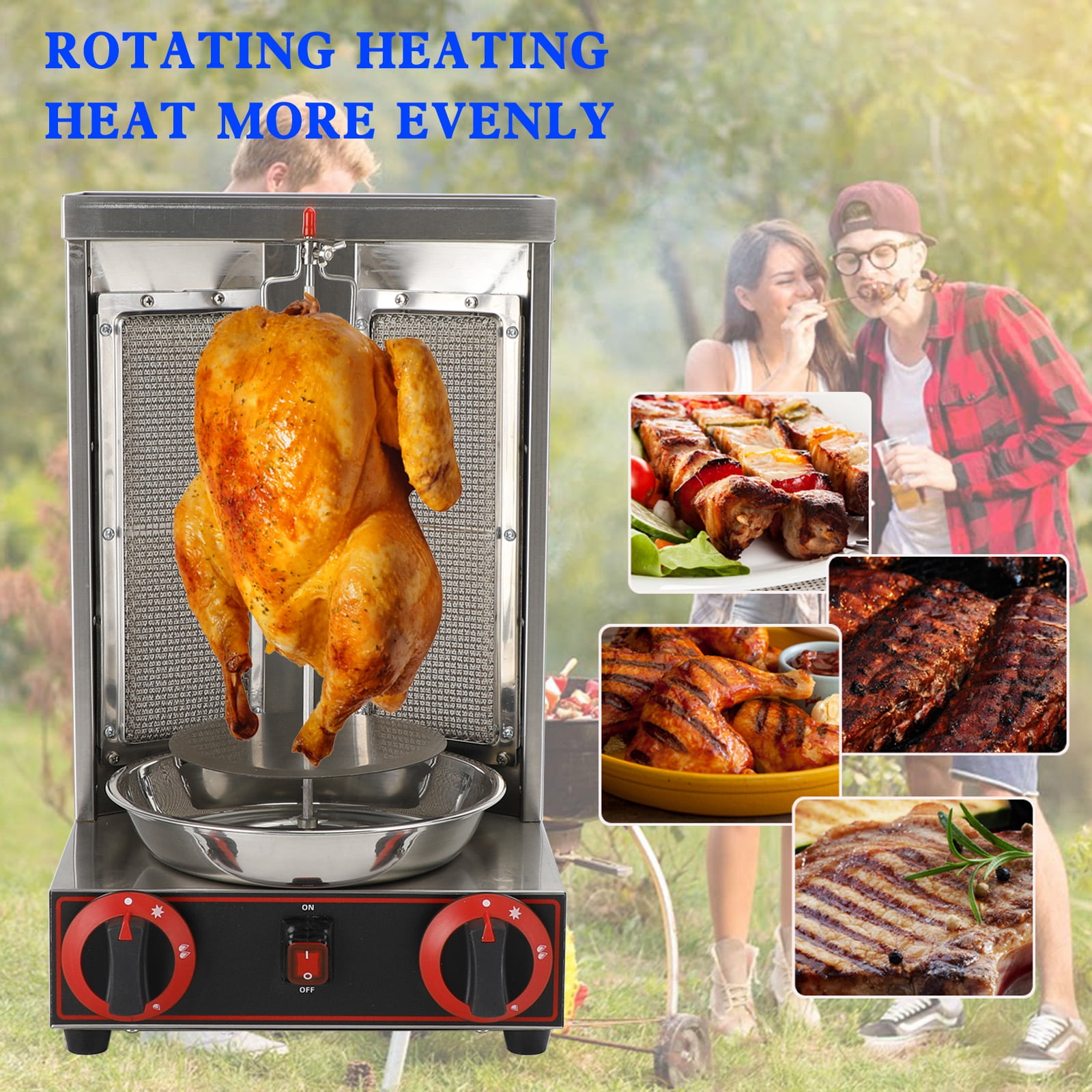 110V Spinning Doner Kebab Grill Machine Gas Vertical Broiler Shawarma ...