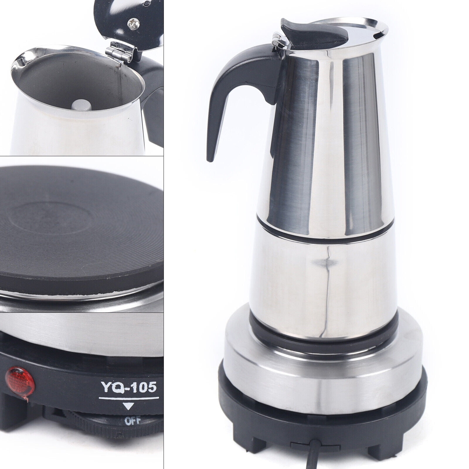110V Stainless Steel Stovetop Moka Pot,Espresso Maker,Stovetop Coffee ...