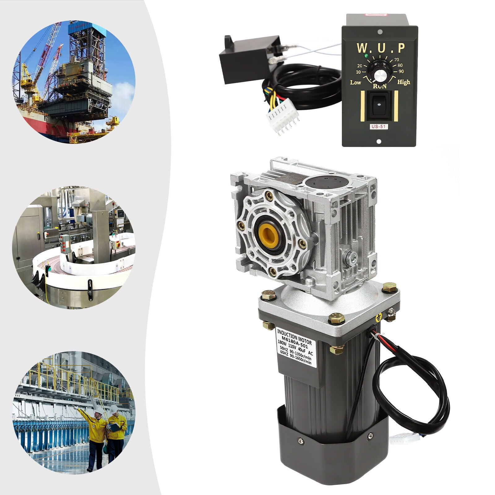 110V Worm Geared Motor with Speed Controller Powerful Electric Motor ...