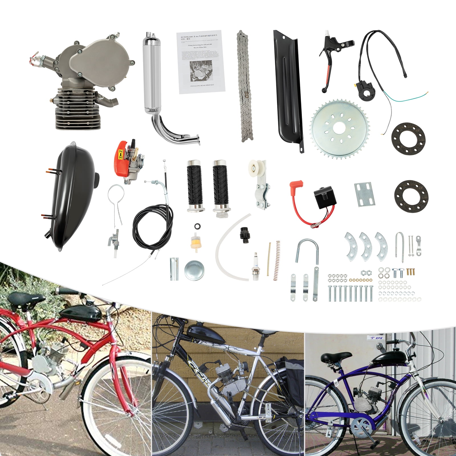 Motorized Bike Kit 110CC Bicycle Engine Kit - 2-Stroke Gas Motor ...