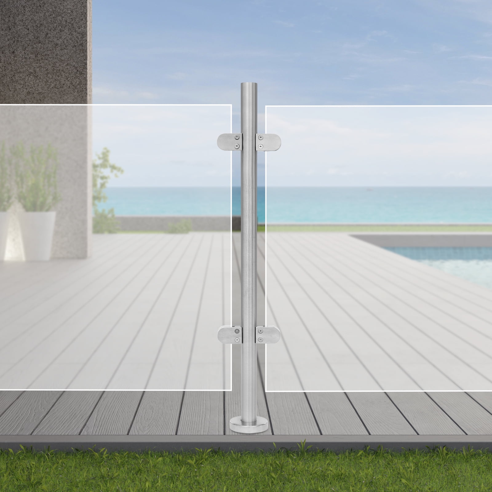 110cm 304 Stainless Steel with 60kg Load-bearing Capacity Glass Railing ...