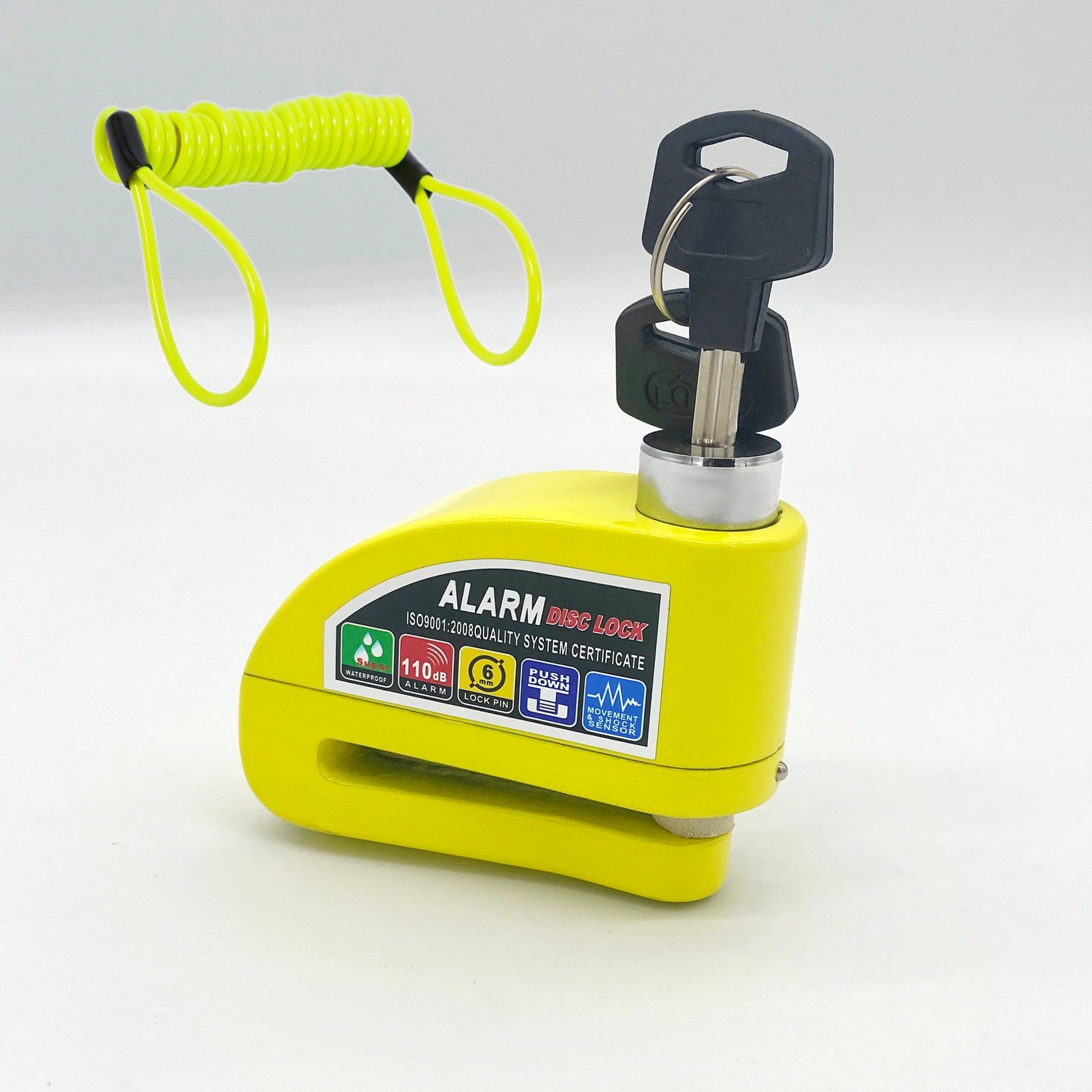 110dB Bike Alarm Disc Lock with Cable, Loud Siren & Vibration Sensor ...