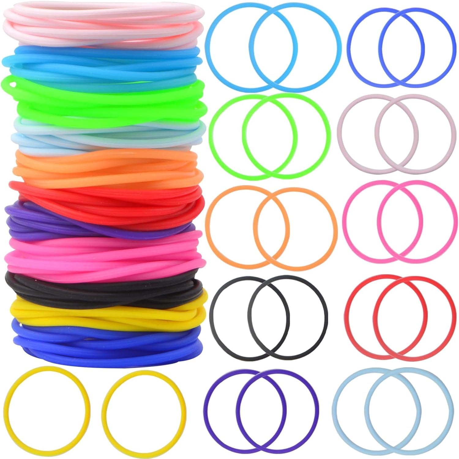 110pcs 11 Colors Silicone Jelly Bracelets Non Luminous Stretchy 80s ...