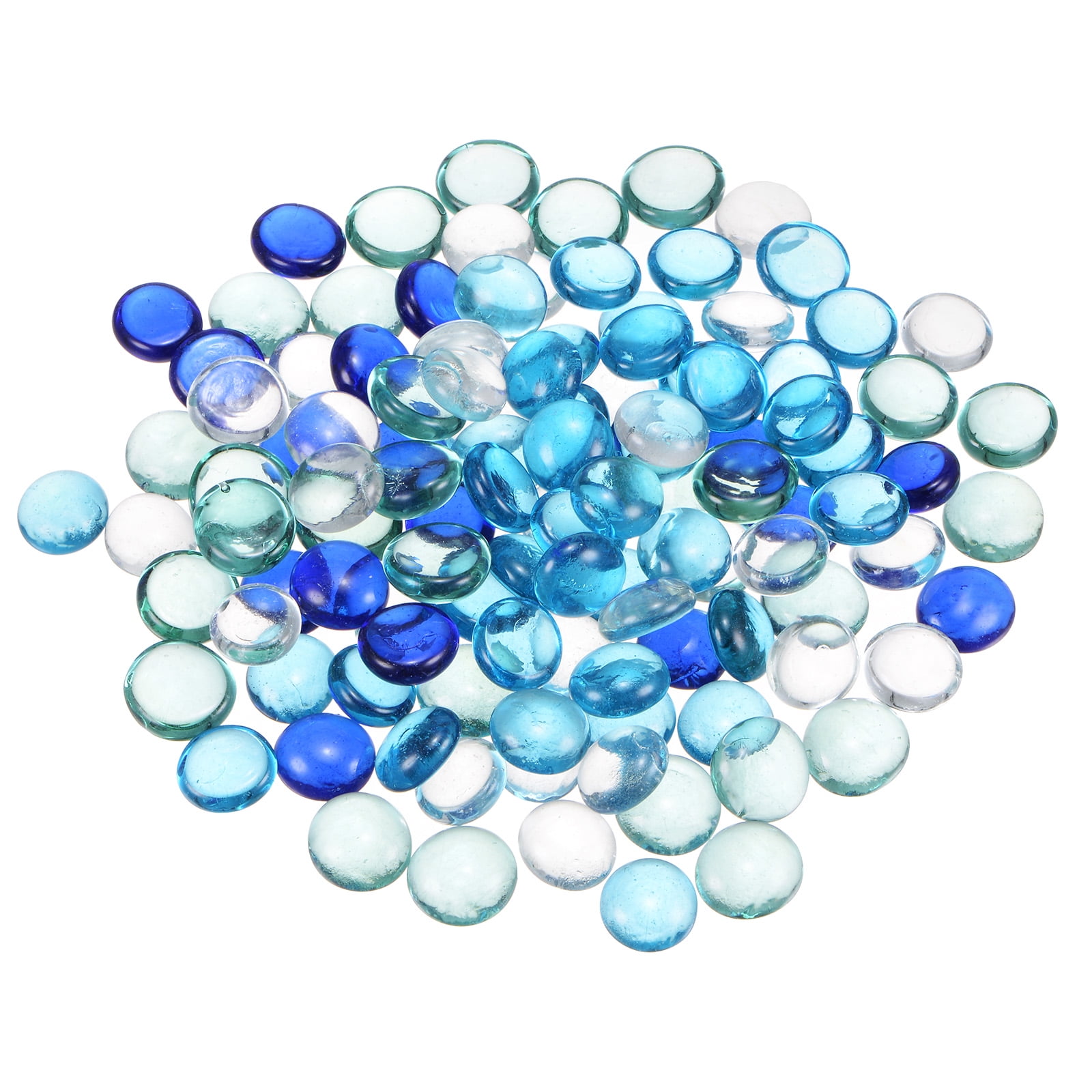 Uxcell 110pcs Fire Glass Beads for Fire Pit, Flat Marble Beads, Glass ...