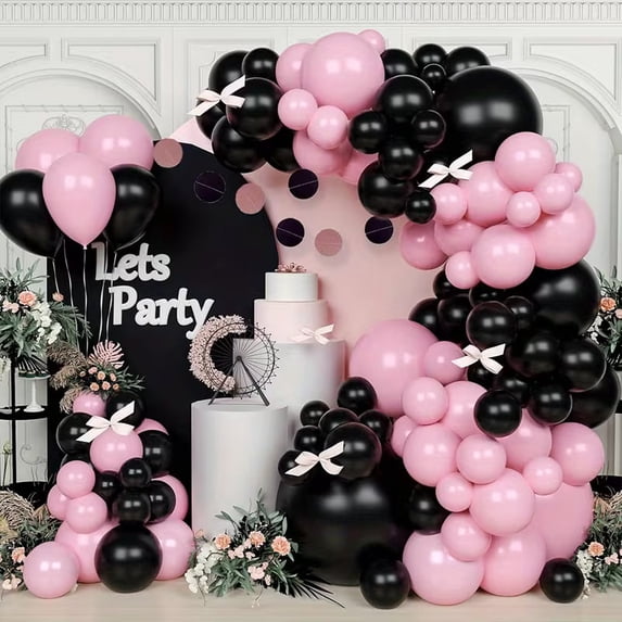 110pcs Pink & Black Balloon Garland Arch Kit - Elegant Party ...