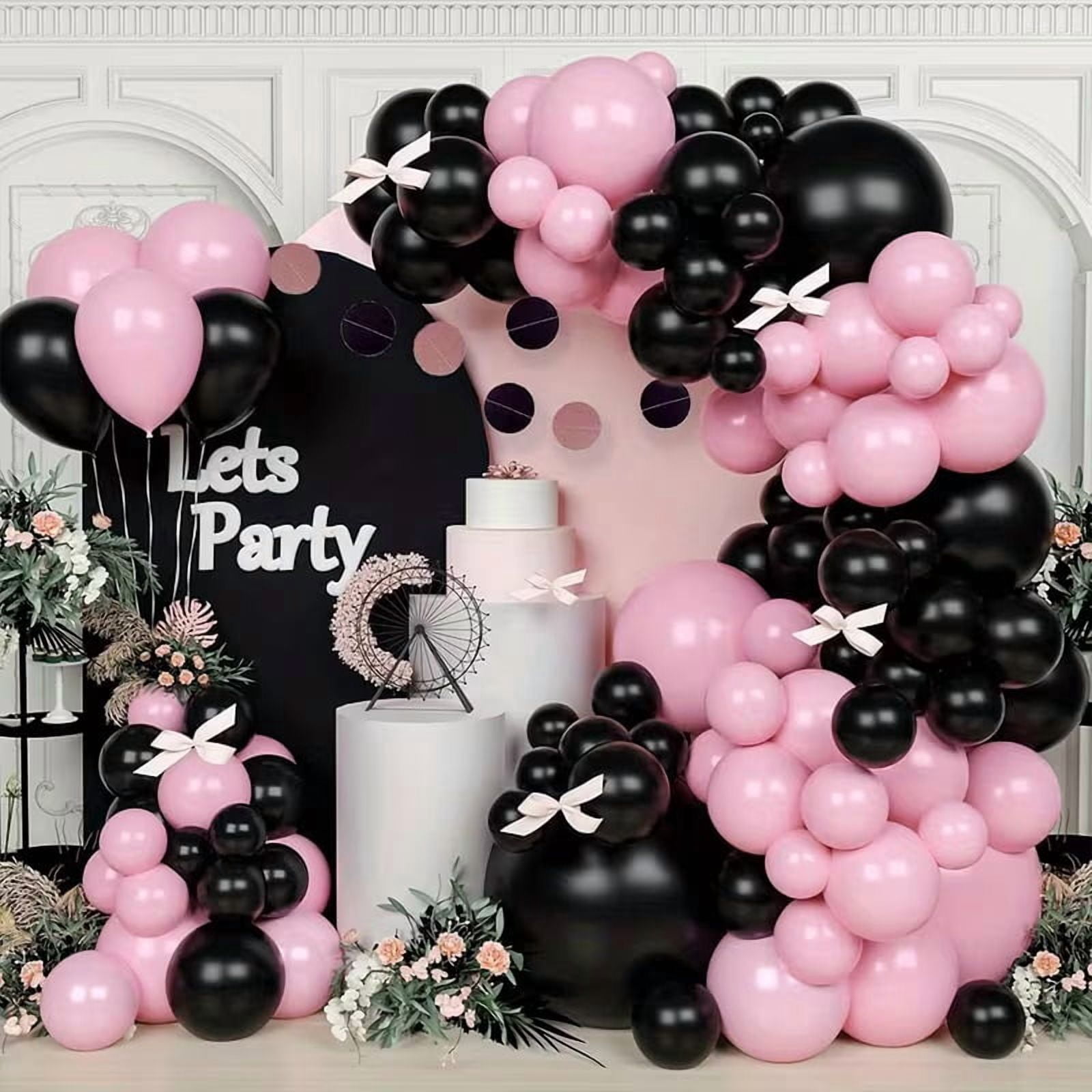 110pcs Pink & Black Balloon Garland Arch Kit - Elegant Wedding ...
