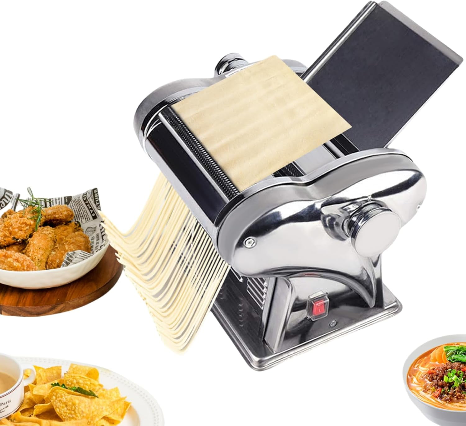 110v Electric Pasta Maker Machine, Automatic Dough Sheeter Dough Roller ...