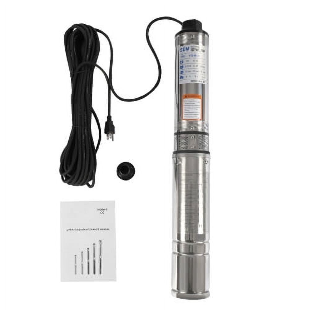 110v Submersible Deep Well Water Pump Large Range Stainless Steel 370w ...