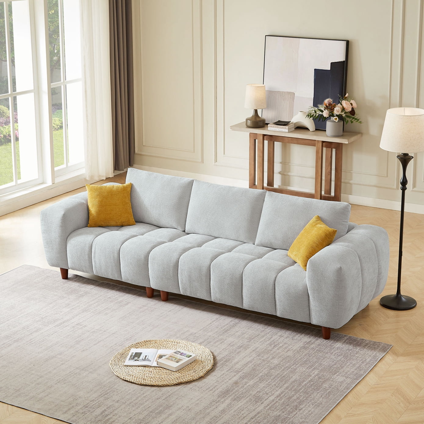 111.81''Convertible Sectional Sofa Couch, L Shaped Sofa with Fabric ...