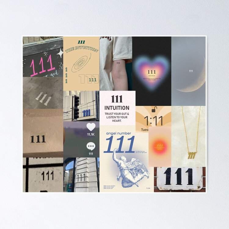 111 Angel Number Aesthetic Collage Poster- Unframed Poster | Wall Art ...