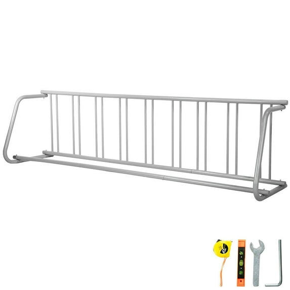 111" Length Floor Bike Rack, 9 Holders All-Steel Grid Bike Rack, Single ...