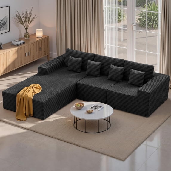 111‘’ Modular Sectional Cloud Couches with L Shaped Chaise, Upholstered ...
