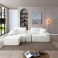 111" Modular Sectional Sofa, Modern Corduroy Cloud Couch with Cup ...