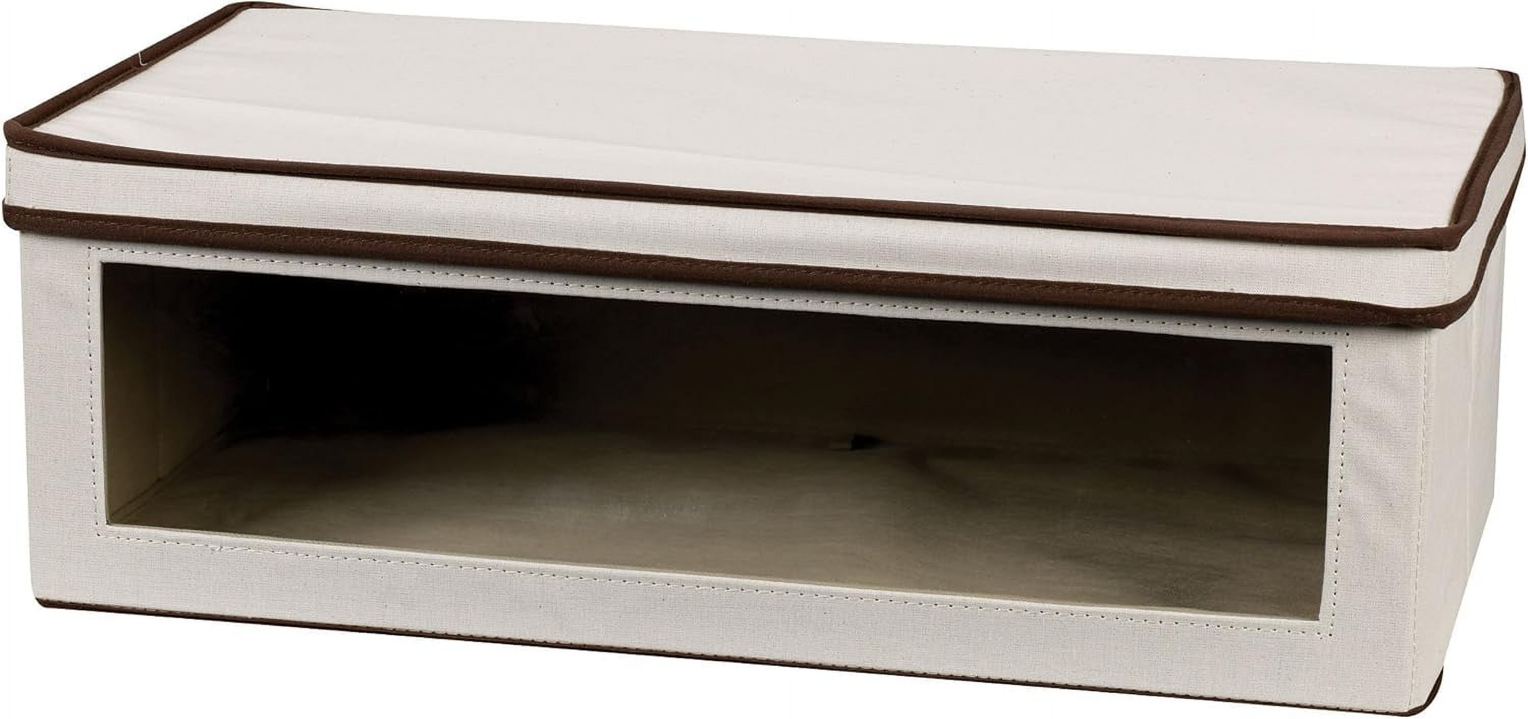 111 Storage Box with Lid and Handle - Natural Beige Canvas - Medium ...