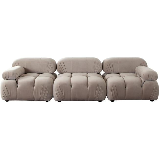 111 in. Paloma Modular Sofa in Mink Tan Velvet - 3 Piece - Walmart.com