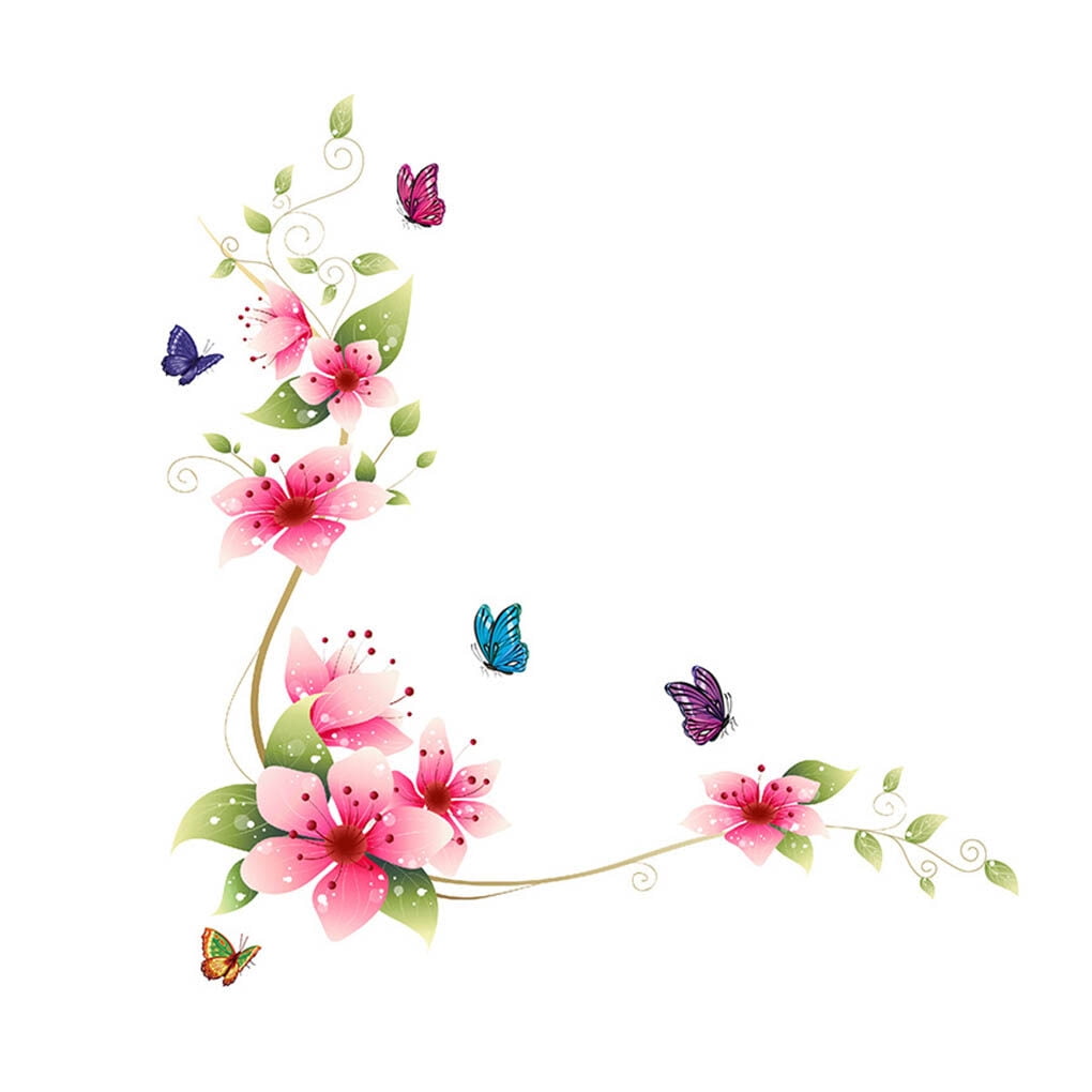 1111fourone Wall Sticker Home Floral PVC Decal Bathroom Bedroom ...