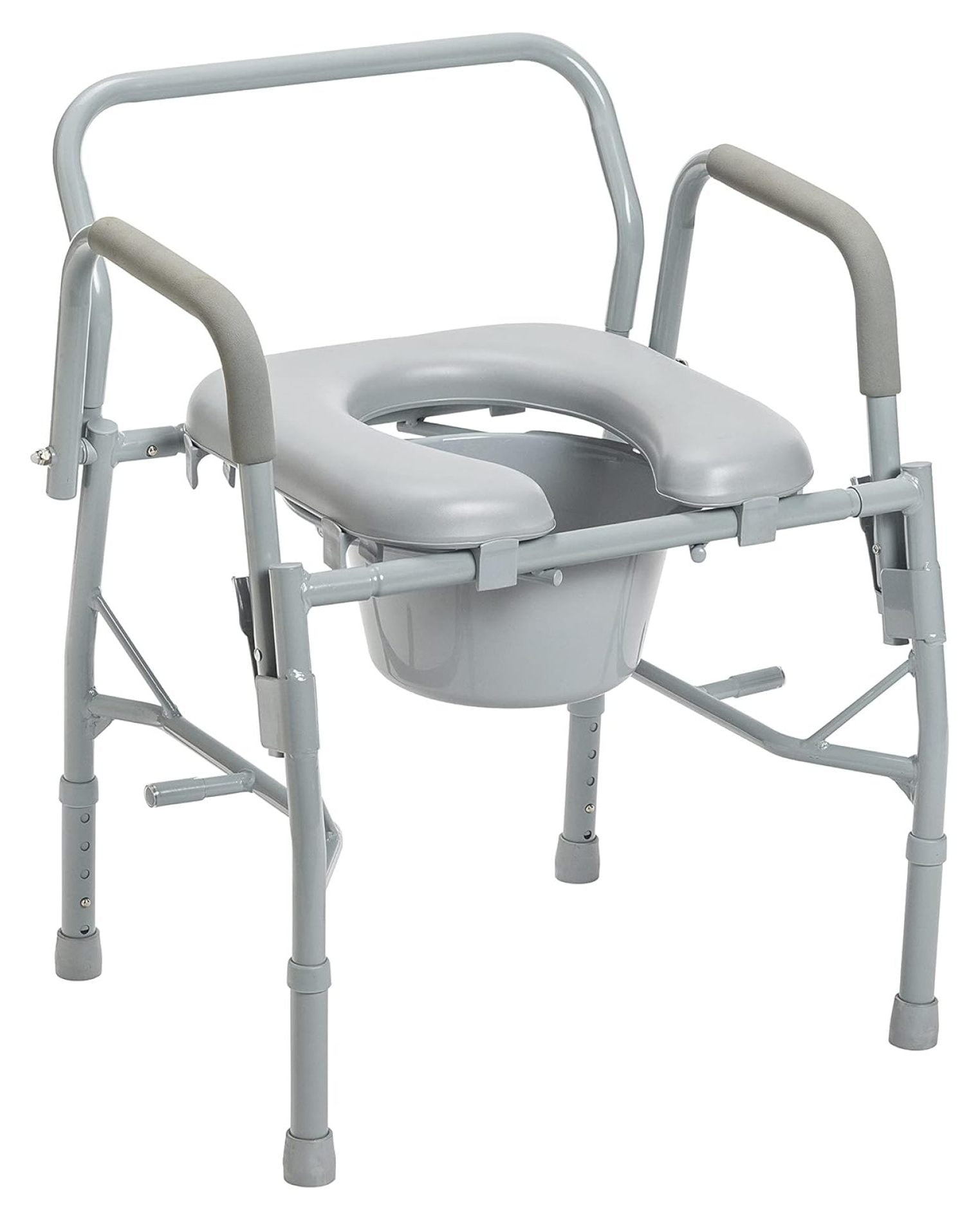 11125PKSD-1 Commode Chair for Toilet with Padded Seat and Arms, Gray ...