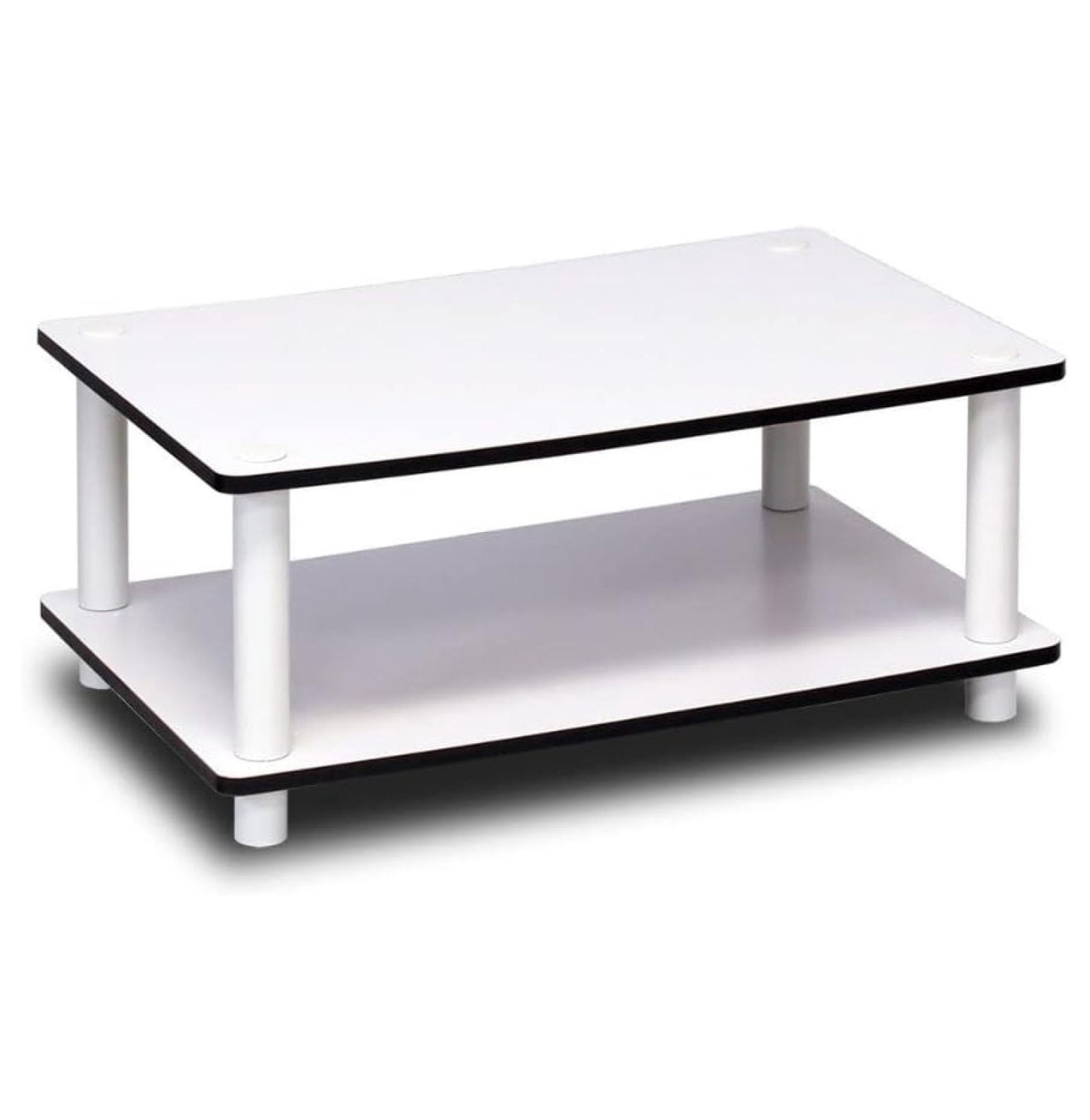 11172 Just 2-Tier No Tools Coffee Table, White w/White Tube - Walmart.com