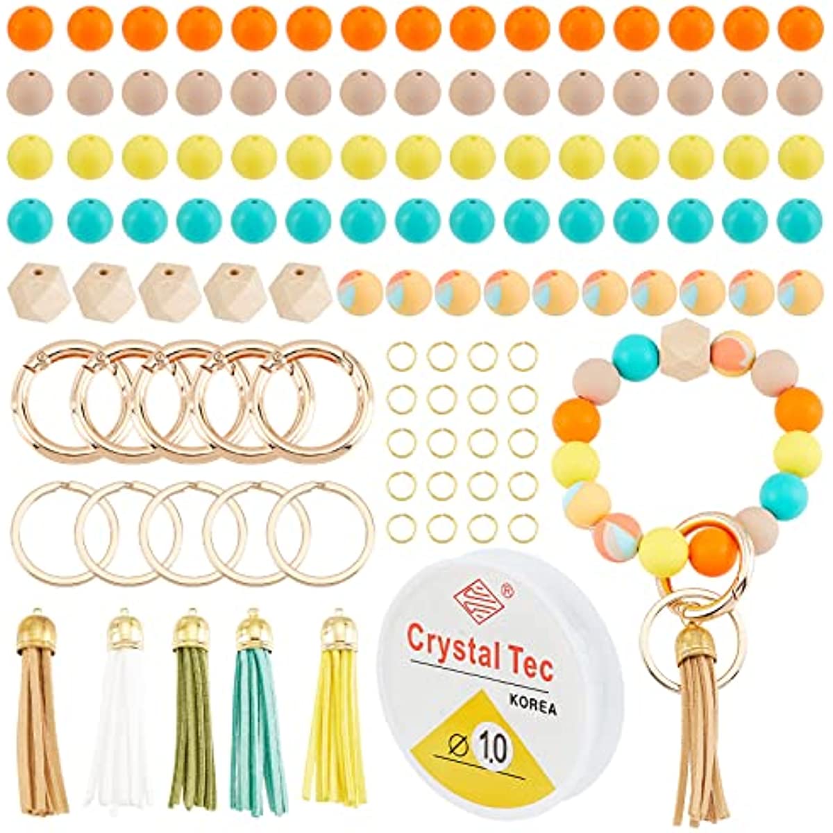 111Pcs Silicone Beads Making kit Beaded Keychain Making Kit with Round ...
