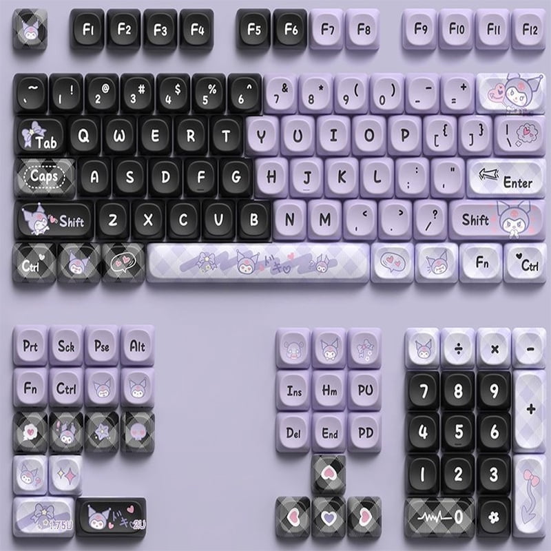 112/120keys Sanrio Anime Kuromi Pbt Keycaps Kawaii Mechanical Keyboard ...