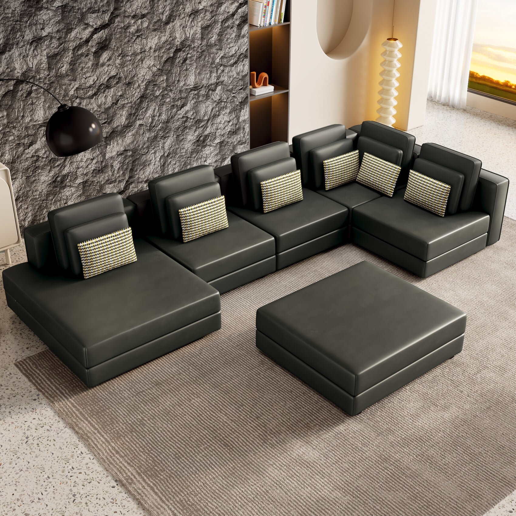 112.7" Modular Sectional Sofa,Corner Sofa Chaise Lounge with Movable ...