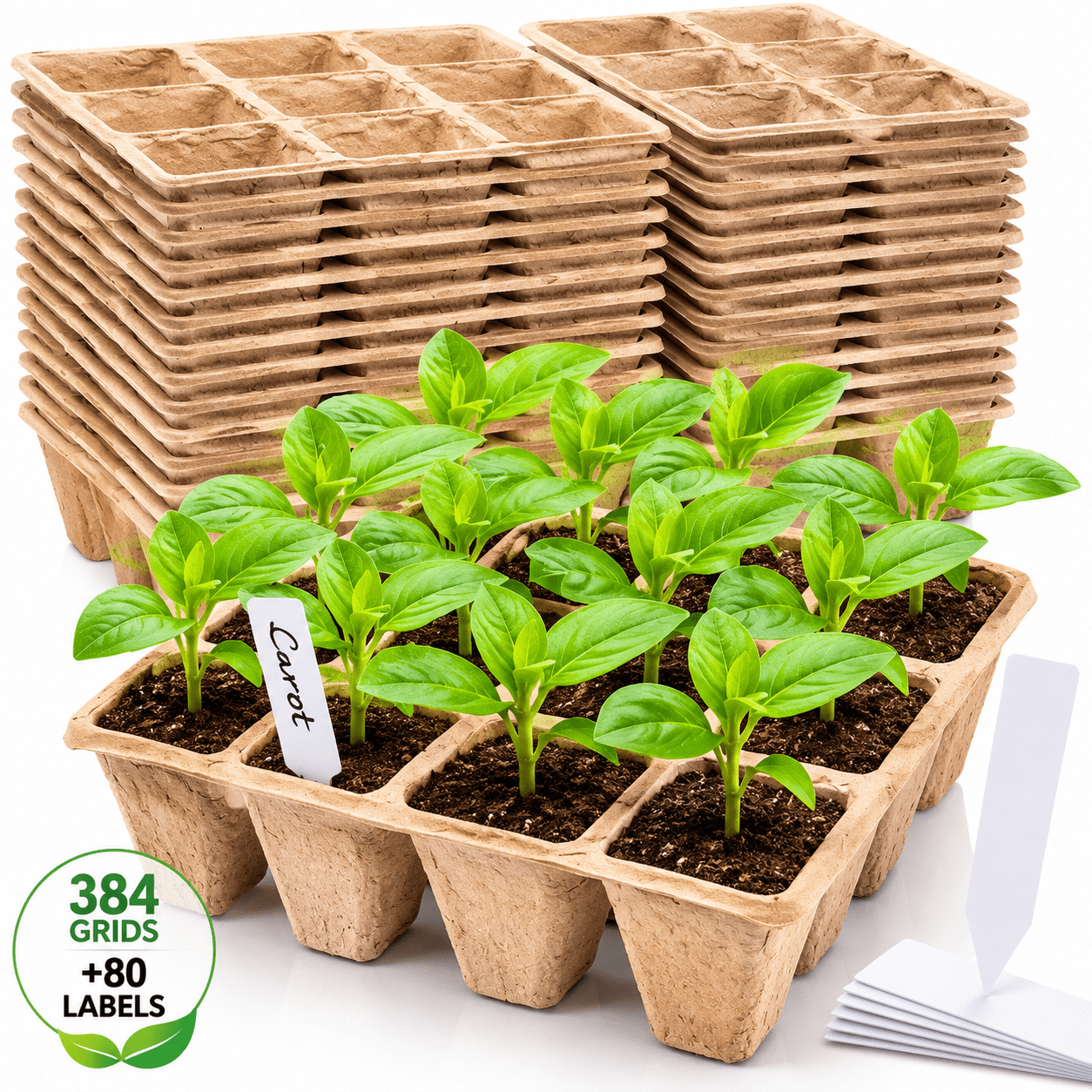 112 Pcs Peat Pot Seed Starter Tray Sets,Biodegradable Seedling Starter ...