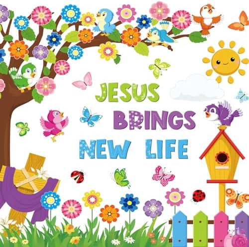 112 Pcs Religious Bulletin Board Decorations Classroom Christian Flower ...