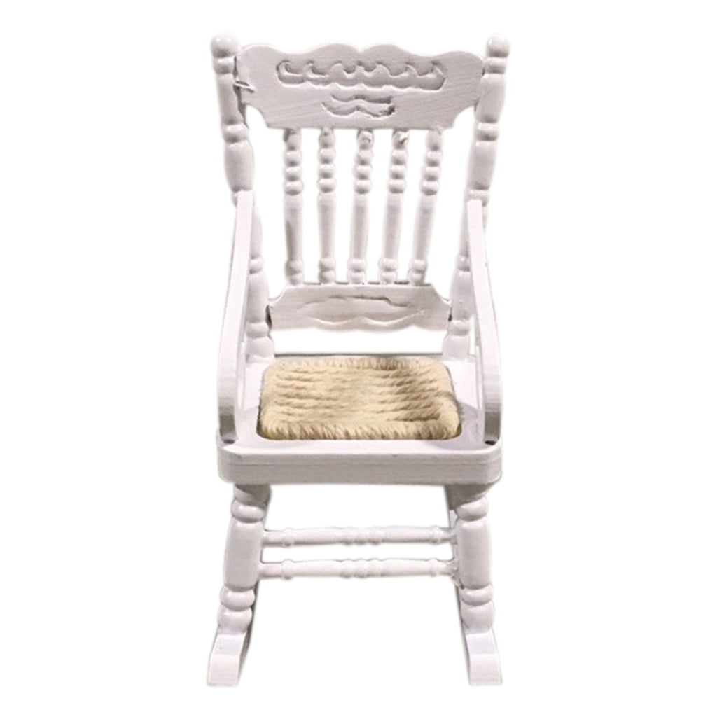 112 Scale Miniature Dollhouse Furniture Wooden Rocking Chair Model Set ...