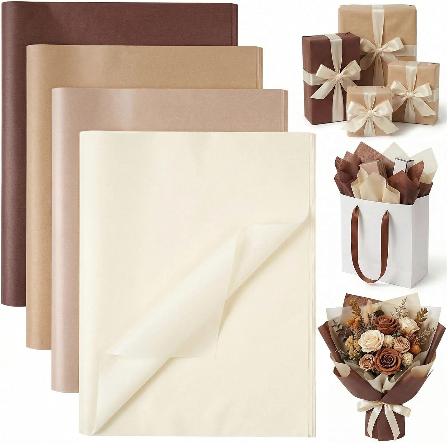 112 Sheets Tissue Paper, 20x14 Inch Brown Gift Wrapping Tissue Paper ...