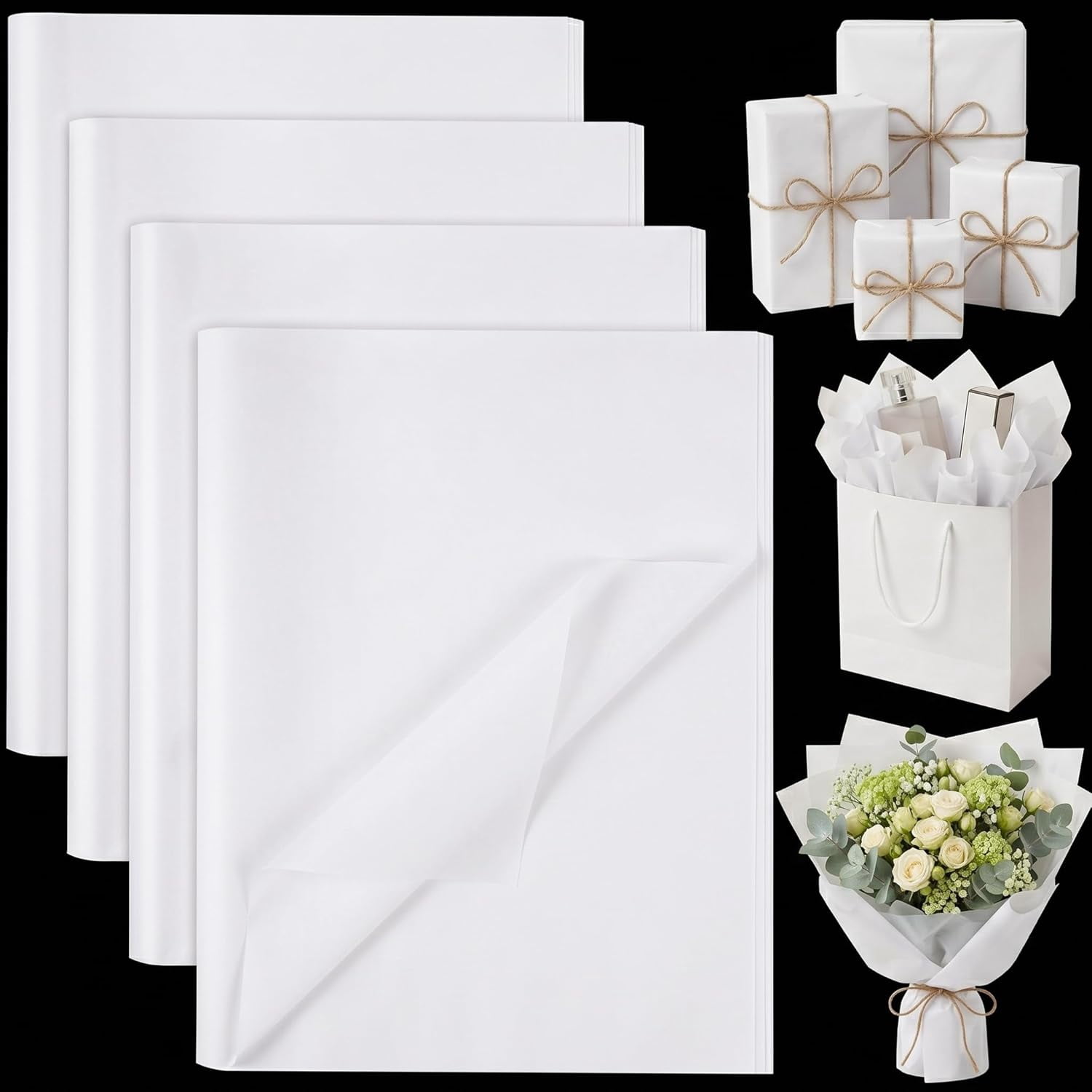 112 Sheets White Tissue Paper, 20x14 Inch Gift Wrapping Paper for DIY ...
