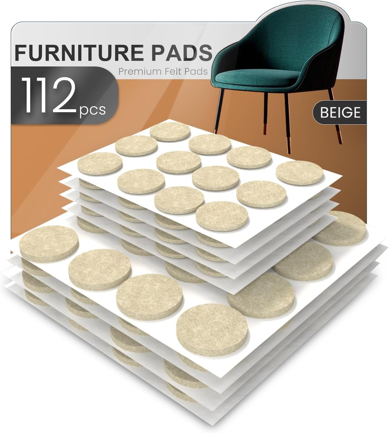 112 count Felt Furniture Pads, Chair Floor Protectors, Furniture ...