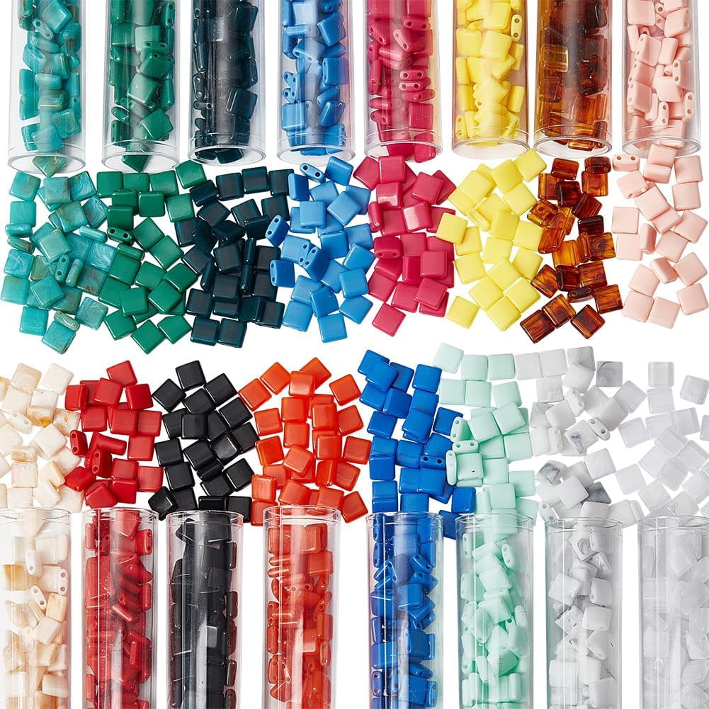 1120 Pcs 16 Colors 2 Hole Beads 5.2x5.2mm Acrylic Seed Beads Beads ...