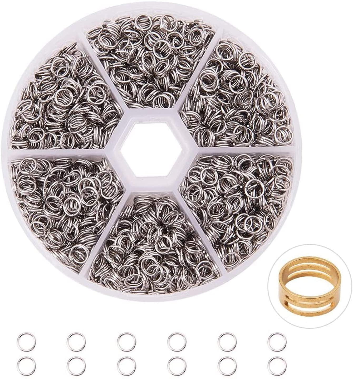 1120Pcs 4 Sizes 304 Stainless Steel Split Rings 5/6/7/8mm Double Loop ...