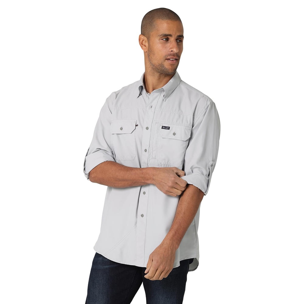 Wrangler Men's Performance Grey Button Down Shirt 112323770 - Walmart.com
