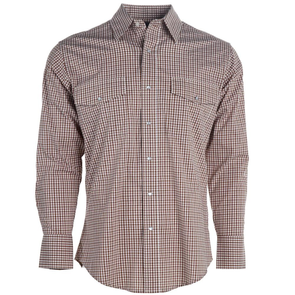 112324687 Wrangler Wrinkle Resist Brown Check Two Pocket Snap - Walmart.com