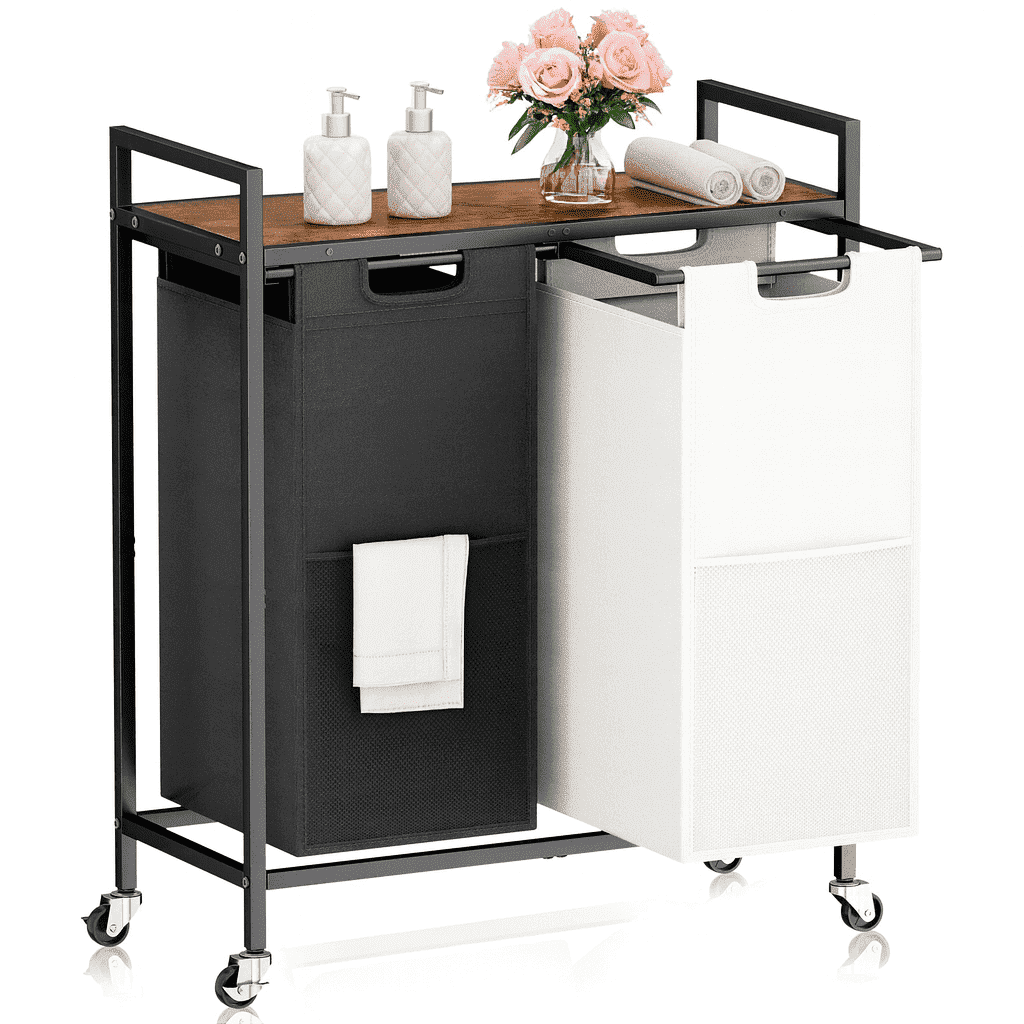 112L/30 US gal Laundry Sorter Organizer with Wheels, Rolling Laundry ...