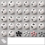 112Pcs 30 Style White Cube with Black Letter Round Food Grade Beads ...