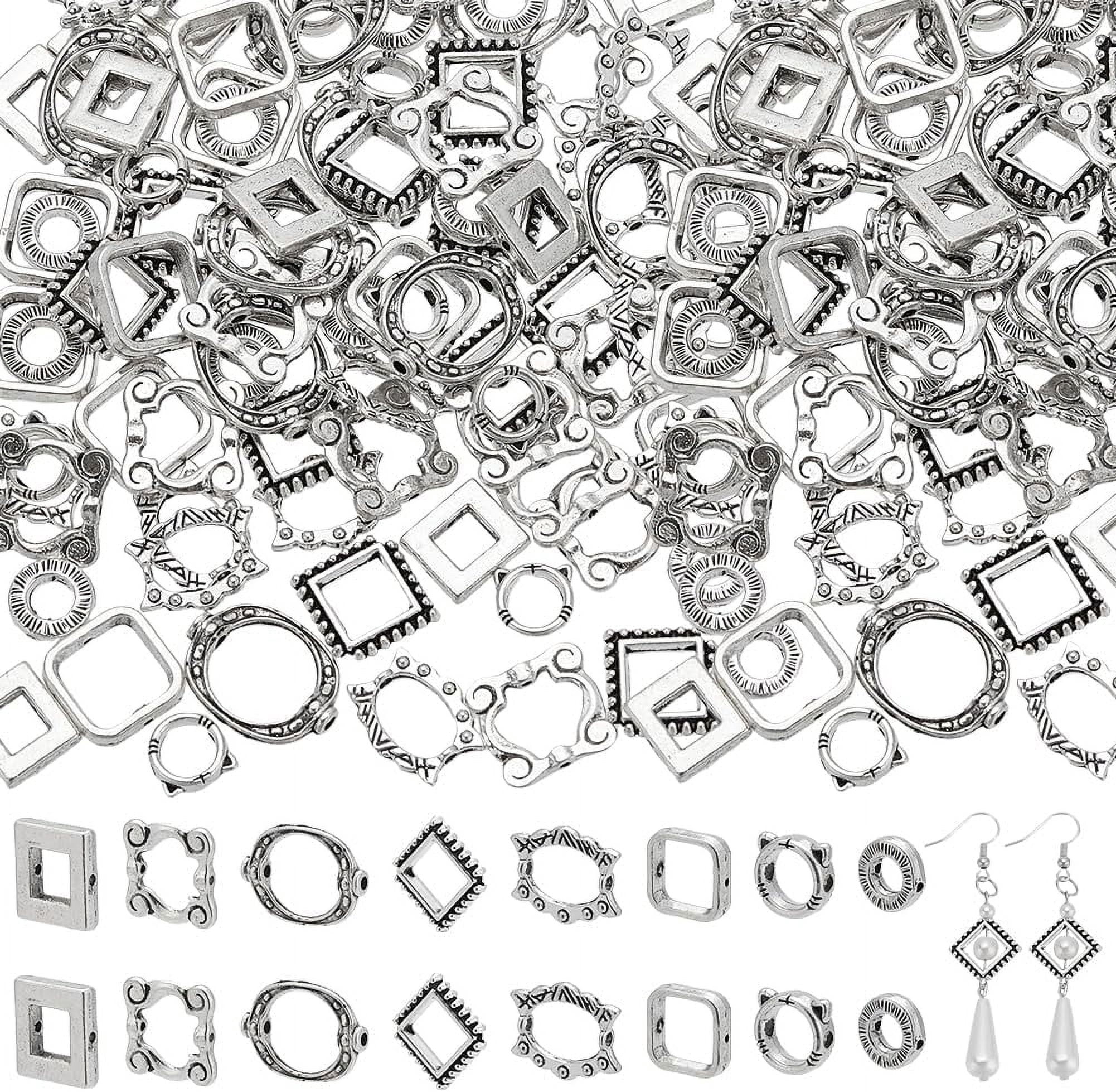 112pcs 8 Styles Bead Frames Double Hole Frame Spacer Beads Square/Oval ...