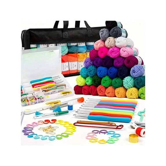 113 Beginner Crochet Tool Set, Including Crochet Thread And Needle ...