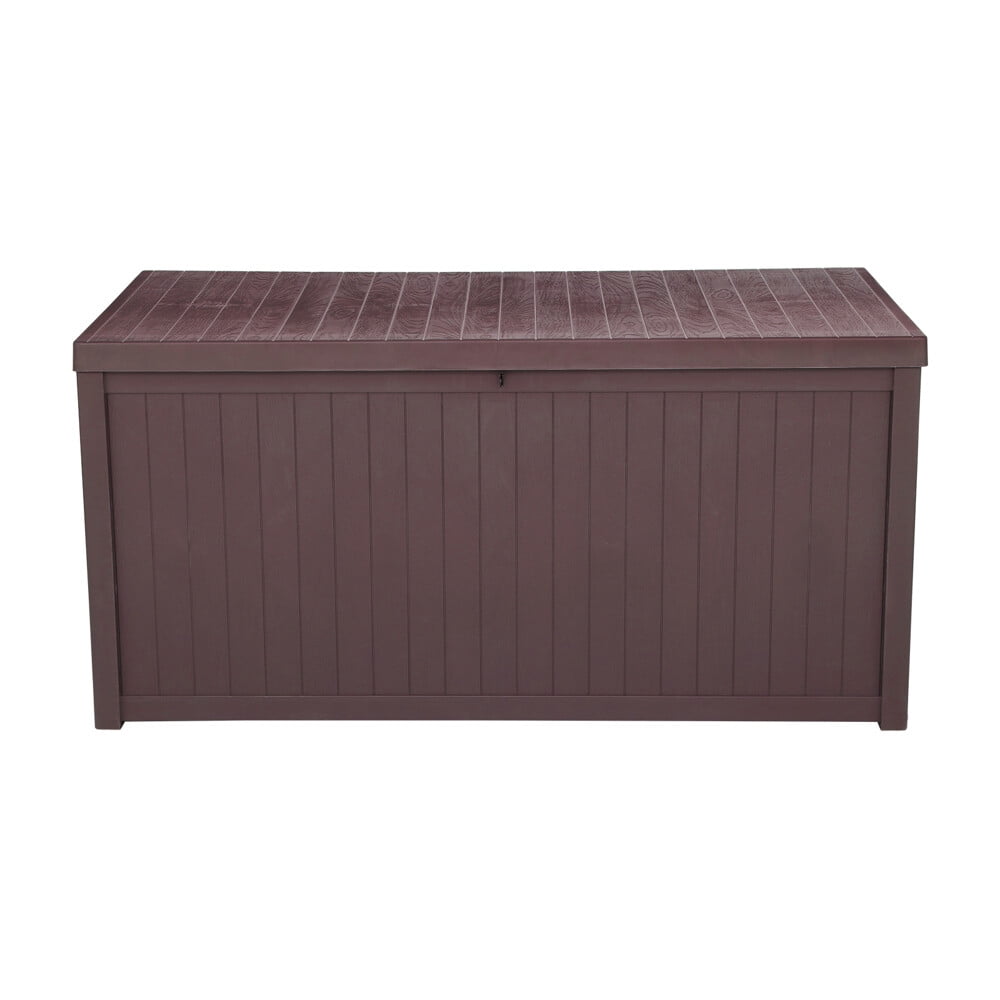 113 Gallon Rectangular Plastic Yard Storage Box with Lockable Seat ...