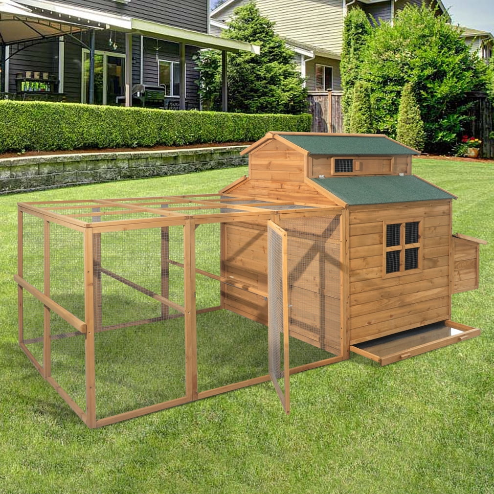 113" Large Chicken Coop, Modern Multi-Function Wooden Hen House for 6 ...