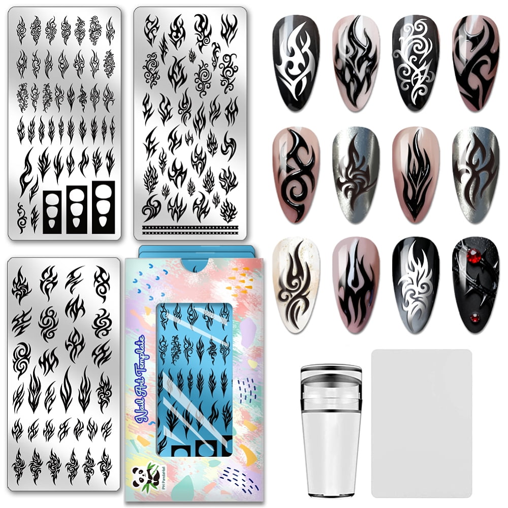 113 Patterns Gothic Line Nail Stamping Plates Punk Thorns Nails Art ...